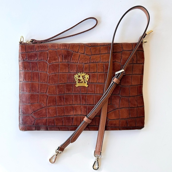 Pratesi | Bags | Pratesi Firenze Rufina King Brown Crocodile Embossed ...